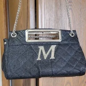 Bags | Pebbled Black Handbag With Silver Accents | Poshmark